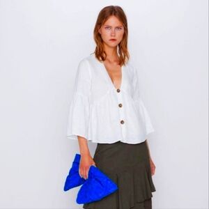 Zara | Tops | Nwt Zara Flowy Linen Button Top | Poshmark